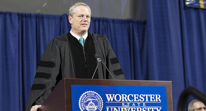 Governor Baker Shares Five Life Tips with Worcester State Graduates